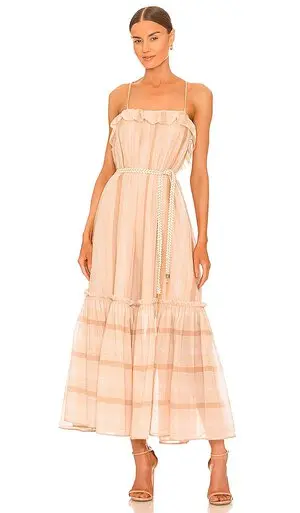 Zimmermann Ruffle Hem Long Dress In Cream