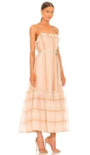 Zimmermann Ruffle Hem Long Dress In Cream