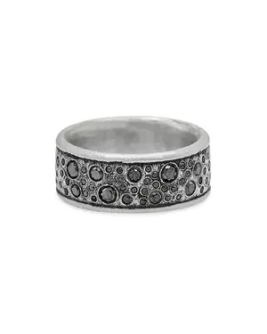 John Varvatos Sterling Silver And Black Diamond Band - Black/silver
