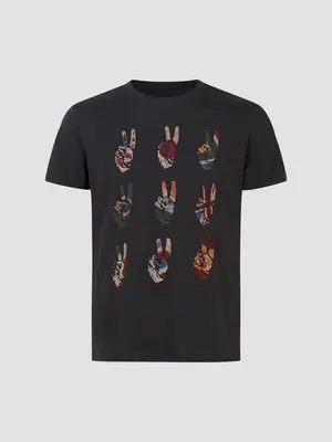 John Varvatos Star U. S.a. Cotton Peace Sign Tee - Black