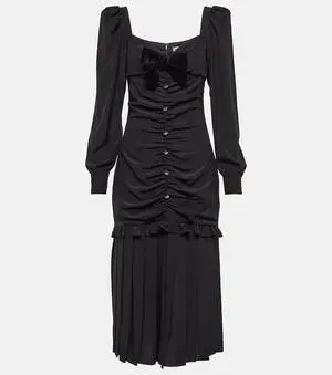 Alessandra Rich Ruched Silk Midi Dress