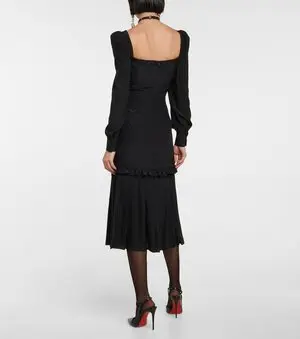 Alessandra Rich Ruched Silk Midi Dress