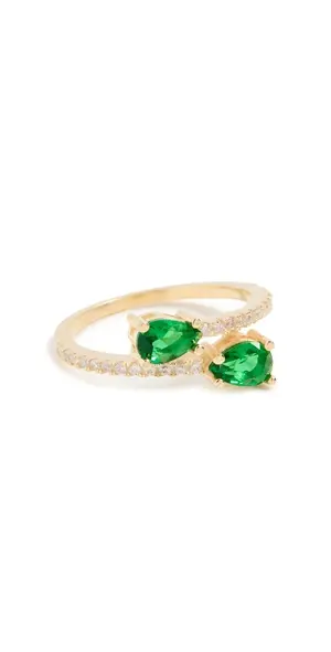 BY ADINA EDEN Emerald Teardrop Wrap Ring