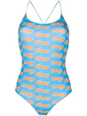 Natasha Zinko Happy Print One-piece Swimsuit - Blue