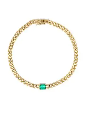 ANITA KO 18kt Yellow Small Cuban Link Emerald Bracelet