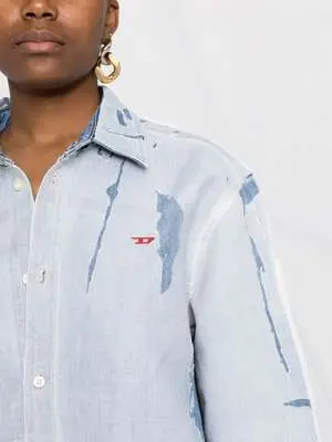 DIESEL® Distressed Denim Shirt Dress