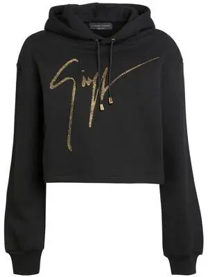 GIUSEPPE ZANOTTI Mailena Crystal-logo Hoodie - Black