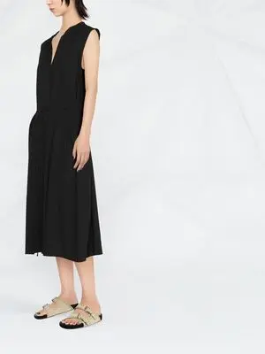 Vince Shirred Band Collar Dress - Black