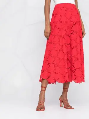 Valentino Garavani Floral-lace Midi Skirt
