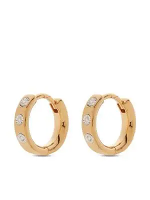 Monica Vinader Fiji Gem Diamond Hoop Earrings In 18kt Vermeil - Gold