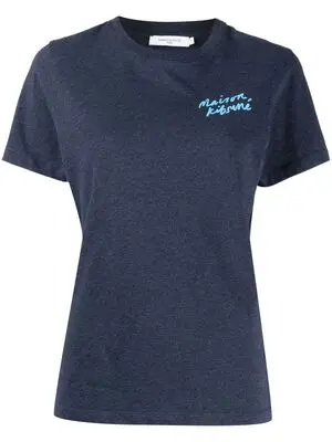 Maison Kitsuné Logo-print Cotton T-shirt - Blue