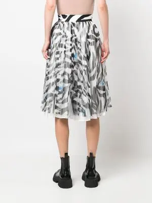 Off-White Zebra-print Pleated Midi Skirt - Black