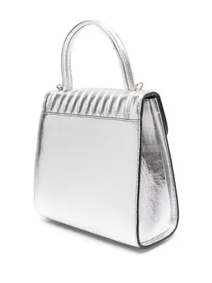 DELAGE Freda Metallic Leather Tote Bag - Grey