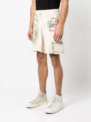 Amiri Printed Jersey Fleece Shorts