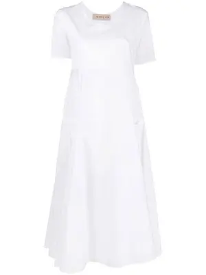 BLANCA VITA Tiered Short-sleeve Dress - White