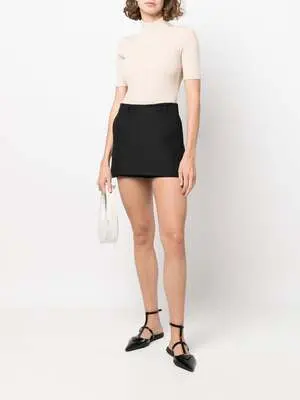 COURREGES Embroidered Logo Ribbed Knitted Top - Neutrals