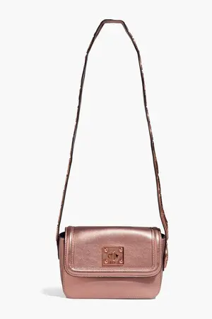 Red Valentino Metallic Textured-leather Shoulder Bag - Rose Gold