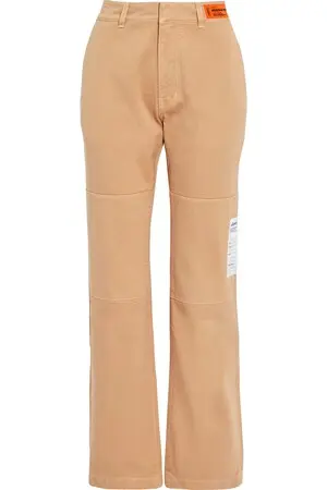 Heron Preston Paneled Cotton Twill Straight-leg Pants - Sand