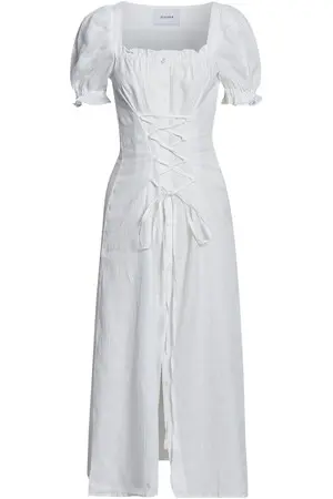 Sleeper Laceup Linen Midi Dress