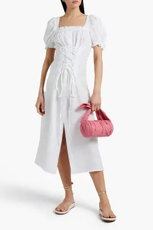 Sleeper Laceup Linen Midi Dress