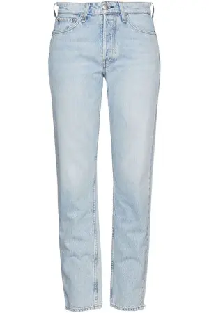Rag & Bone Maya Distressed Highrise Straightleg Jeans - Light Denim