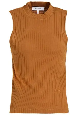FRAME Ribbed Cotton Tank - Camel