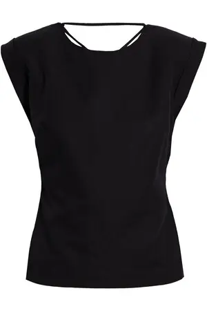 FRAME Laceup Linen, Cotton And Lyocellblend Top - Black