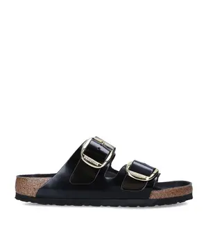BIRKENSTOCK Leather Arizona Big Buckle Sandals - Black