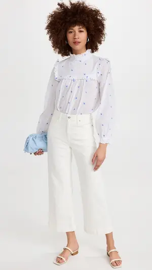 Paige Vanessa Wide Leg Jeans - Light Ecru