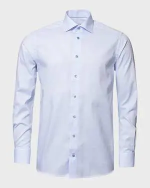 Eton Textured Solid Slim-fit Dress Shirt - Light Blue