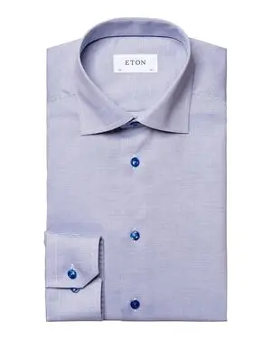 Eton Men & Apos;s Textured Solid Slim-fit Dress Shirt Mid Blue
