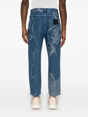 Fendi Pattern Jacquard Cropped Jeans - Blue