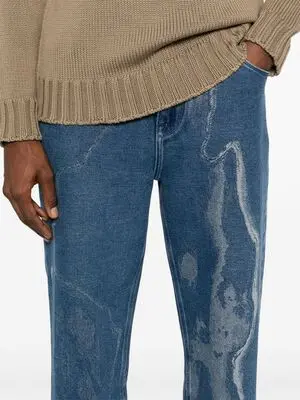 Fendi Pattern Jacquard Cropped Jeans - Blue