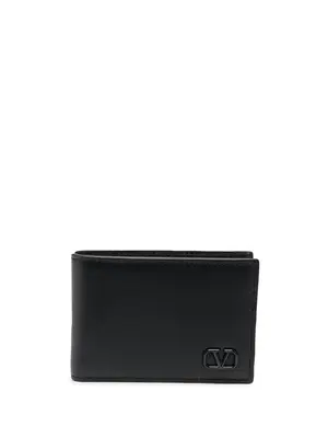 Valentino Garavani Logo-lettering Leather Wallet - Black