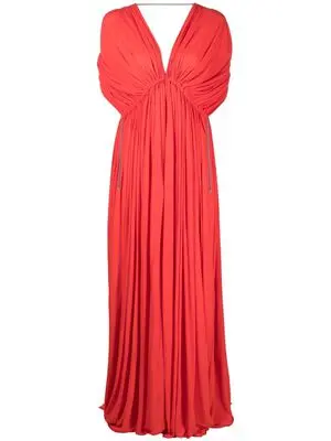 LANVIN V-neck Pleated Gown
