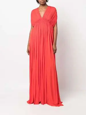 LANVIN V-neck Pleated Gown