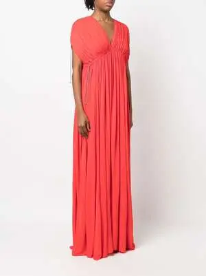 LANVIN V-neck Pleated Gown