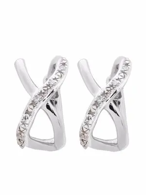 Monica Vinader Riva Crossover Huggie Earrings - Silver