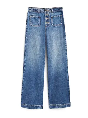Massimo Dutti Wide-Leg Jeans With Pockets - Medium Blue