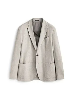 Massimo Dutti Grey Piqué Cotton Blazer - Grey