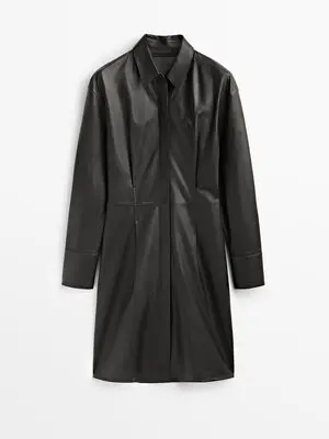 massimo dutti leather dress Short Nappa In Black - 60% Off velvet for clothing