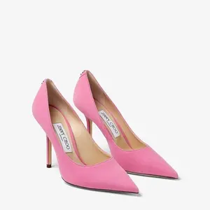 JIMMY CHOO Love 100 Suede Pumps With Jc Emblem
