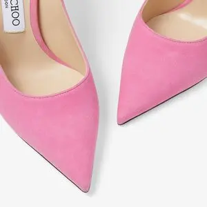 JIMMY CHOO Love 100 Suede Pumps With Jc Emblem