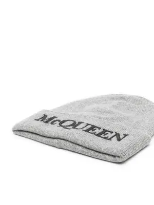 Alexander McQueen Embroidered-logo Beanie - Grey