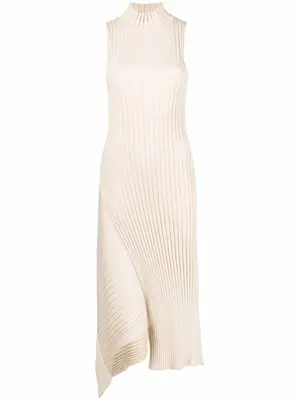 Stella McCartney Asymmetric Knitted Sleeveless Dress - Neutrals