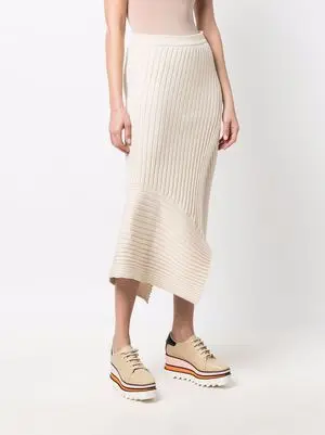 Stella McCartney Asymmetric Ribbed-knit Wrap Skirt - Neutrals