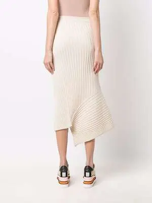 Stella McCartney Asymmetric Ribbed-knit Wrap Skirt - Neutrals