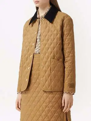 Burberry Corduroy-collar Quilted Jacket - Brown