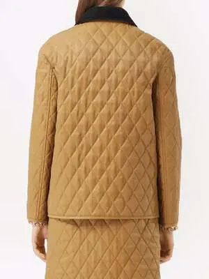 Burberry Corduroy-collar Quilted Jacket - Brown
