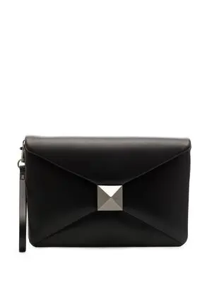 Valentino Garavani Roman Stud Leather Clutch - Black